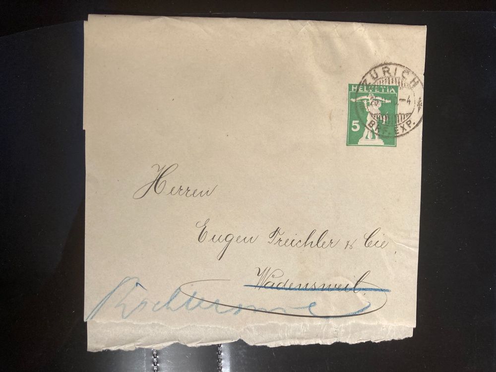 Schweiz 1910 Streifband 5 Rp. Tellknabe Zürich (Gebraucht) in Liestal für CHF 1 – mit Lieferung ...