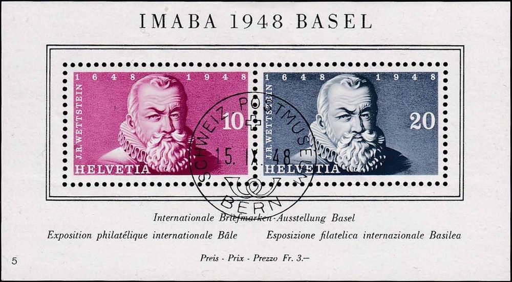 1948, IMABA-Block Nr. W31, SCHWEIZ. POSTMUSEUM 15.lX.48. (Gebraucht) in ...