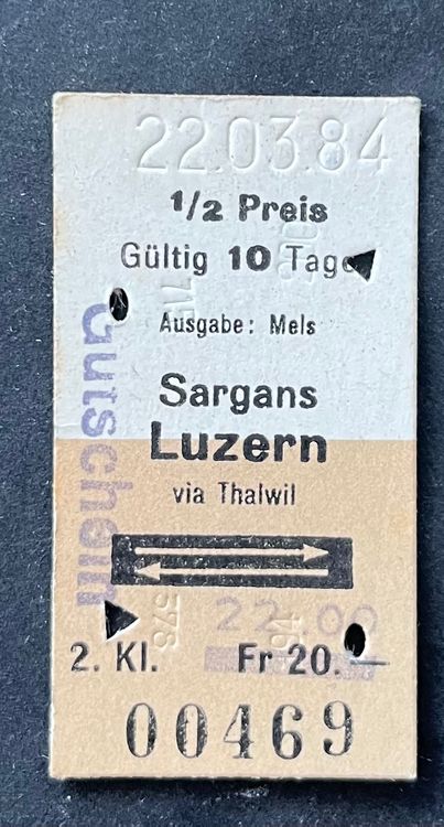 Ausgabe: Mels Sargans Luzern via Thalwil/ 1984 (Gebraucht) in Wabern für CHF 2.5 – mit Lieferung ...