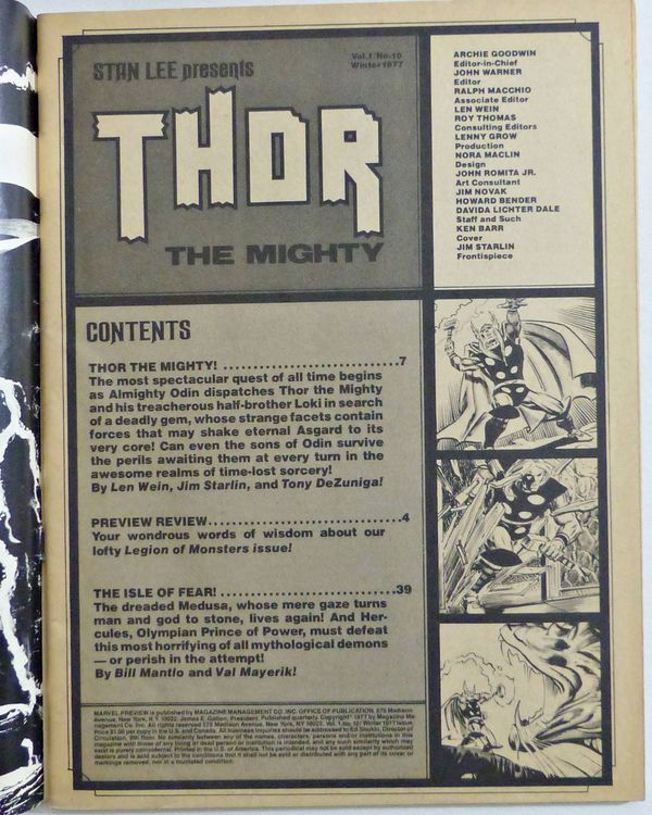 MARVEL PREVIEW #10 THOR MAGAZINE 1977 (Gebraucht) in Lugano für CHF 12. ...