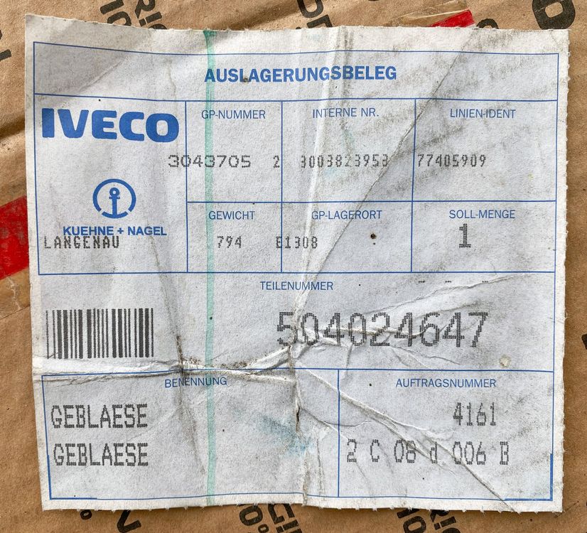 IVECO Daily Lüfterrad Lüfter Motorkühlung Gebläse 504024647 (Neu und ...