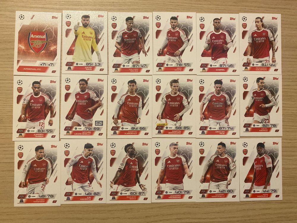 Topps Match Attax 25/26 Arsenal FC komplett 28-45 (Neu (gemäss ...