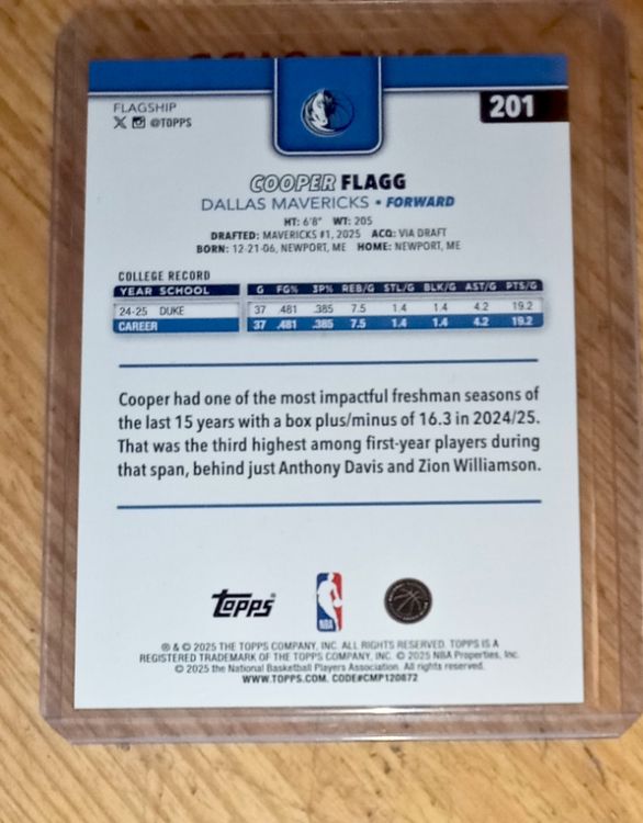 Cooper Flagg Topps RC NBA card (Neuf (Voir description)) à Vallorbe ...