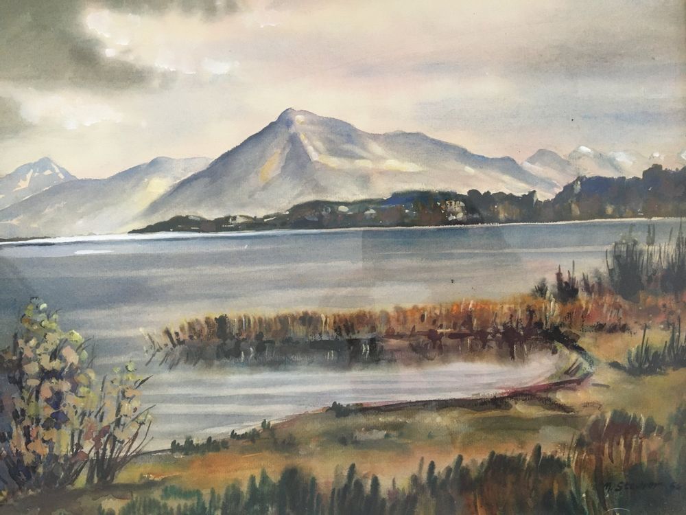 GEMÄLDE AQUARELL RIGI LANDSCHAFTSBILD SIGN. M STECHER 56 | Kaufen auf Ricardo