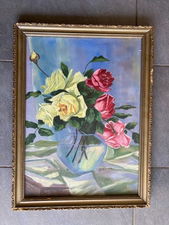 GEMÄLDE BILD SIGNIERT DÄHLER ROSEN VON FRITZ DÄHLER, BERN (Gebraucht ...