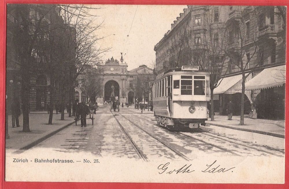Zürich - Tram auf Bahnhofstrasse mit Bahnhof - 1903 (Gebraucht) in Fislisbach für CHF 20 – mit ...