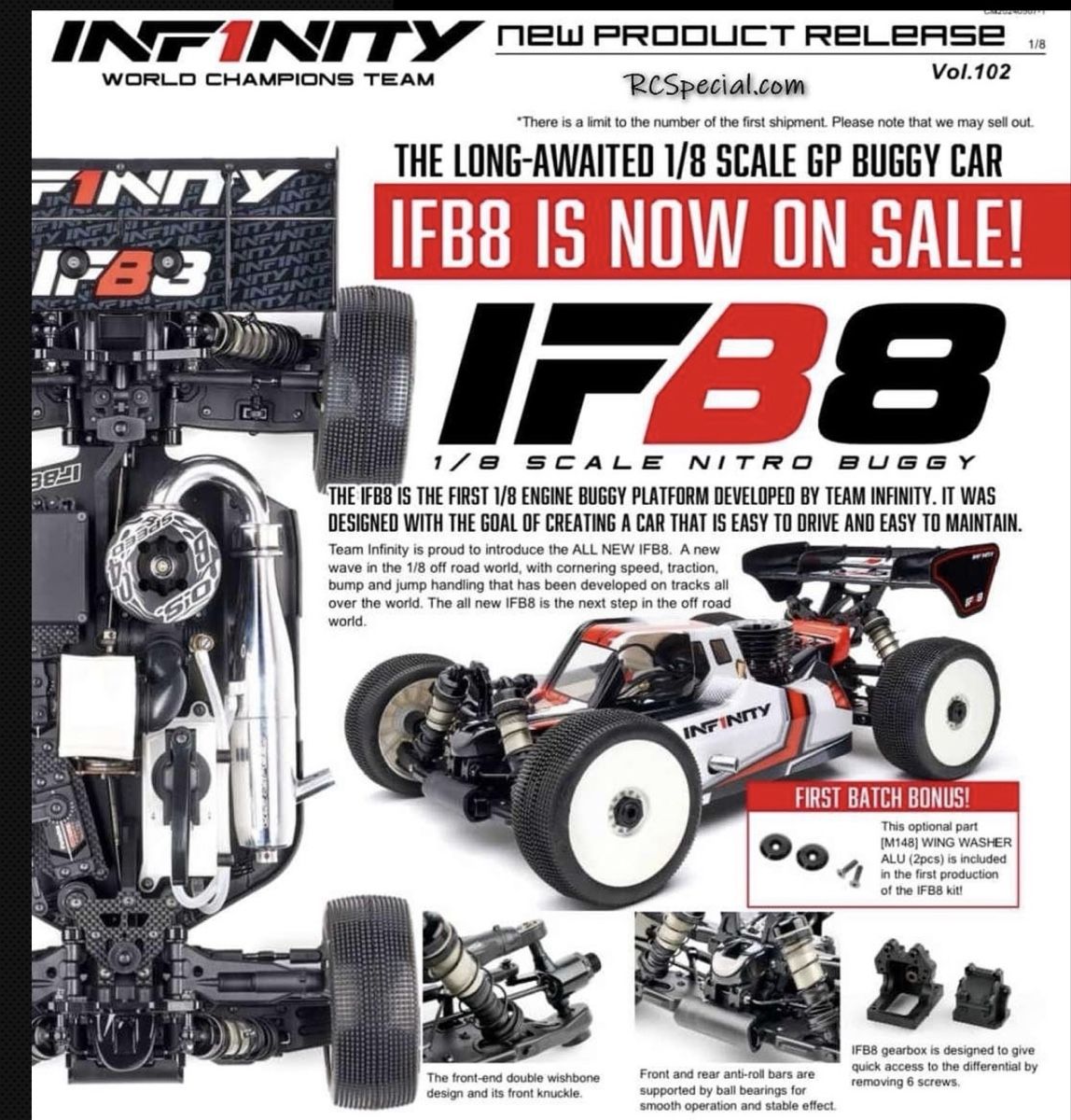 Nitro Buggy INFINITY IFB8 1/8 SCALE GP BUGGY CAR CHASSIS KIT (Neu und ...