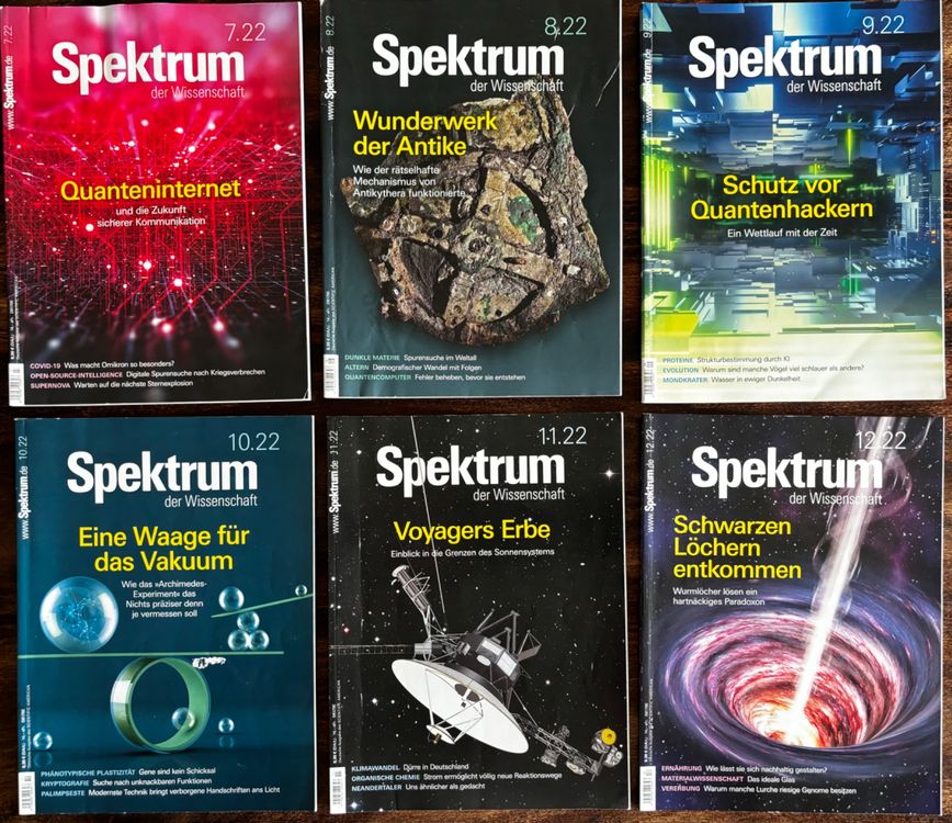 Spektrum der Wissenschaft 6 Hefte aus 2022 (2.Halbjahr) (Gebraucht) in ...