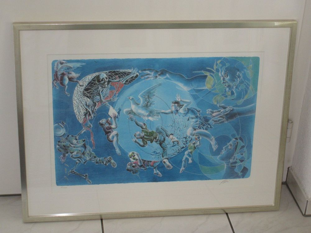 Hans Erni FRIEDENSWUNSCH handsig/handn. gerahmt mit PP | Kaufen auf Ricardo