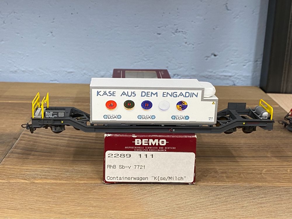 RhB Bemo Containerwagen Sb-v 7721 Käse Milch Engadin (Neu (gemäss ...