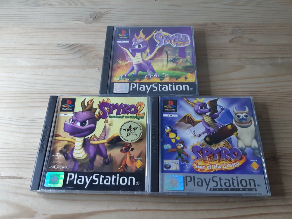 Spyro PS1 Set 1+ 2 Gateway to Glimmer + 3 Year of the Dragon (Gebraucht ...