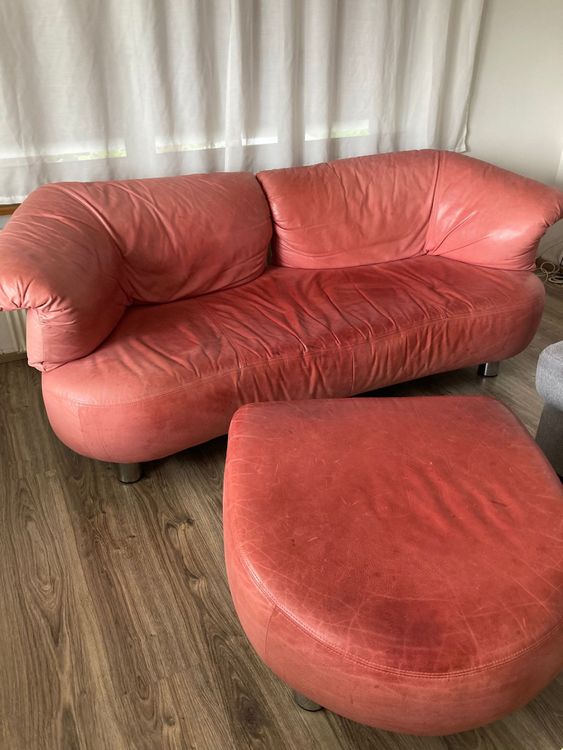 Sofa mit Hocker,echtes Leder (Pfister) (Gebraucht) in Gwatt (Thun) für ...