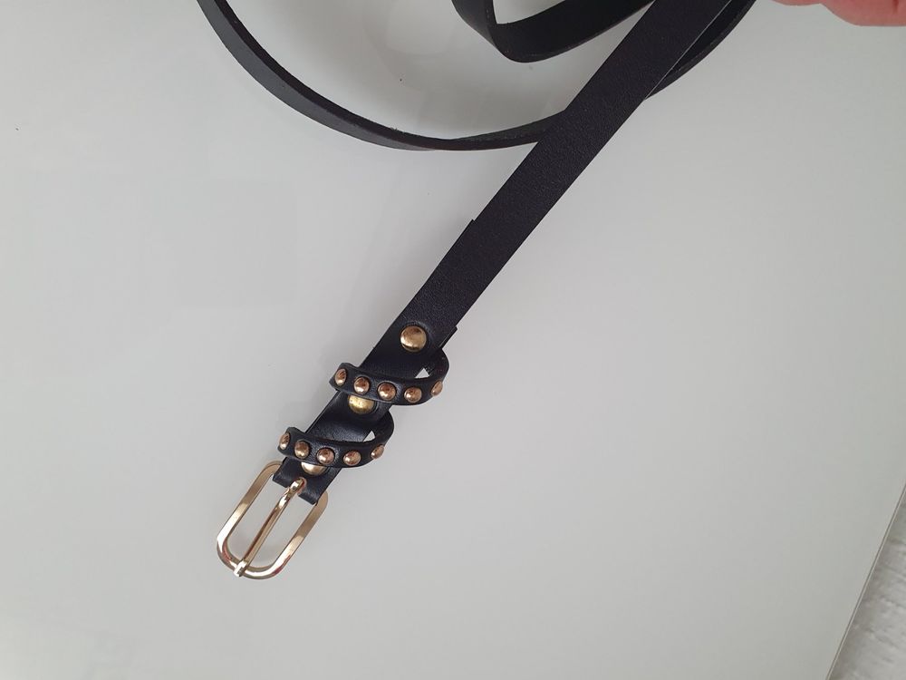 Ceinture noire fine T.I. avec détails dorés, taille 115cm (Gebraucht ...