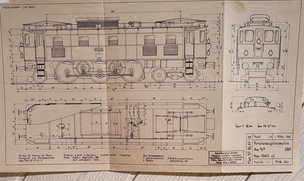 SBB - Ae 3/6'' - 10436 - Modellplan 1:45 / M 1:1 - von 1948 | Kaufen ...