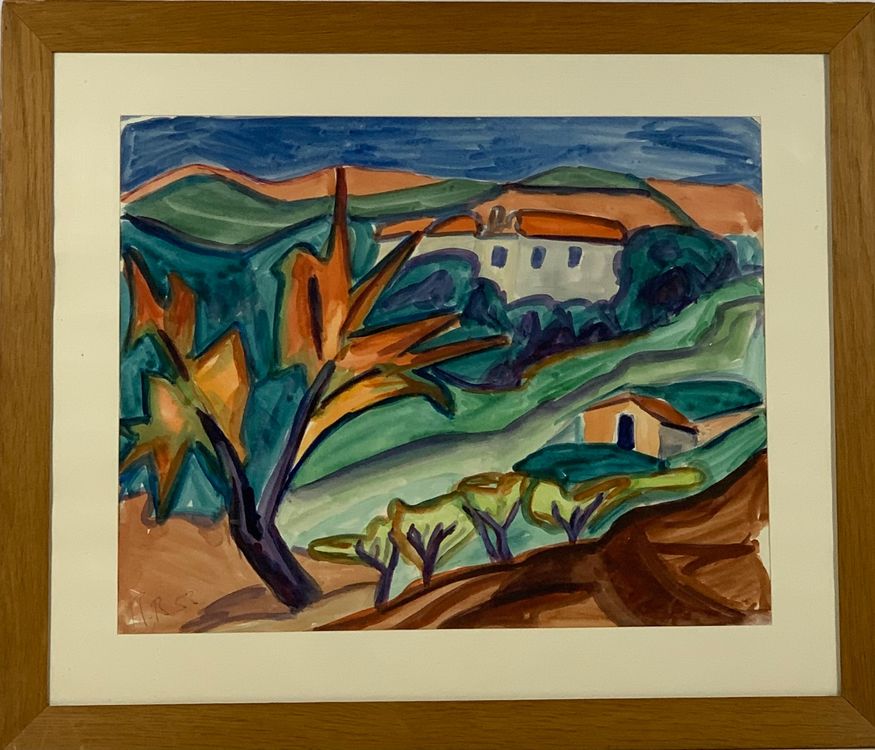50’ er Jahre Aquarelle Landschaft Monogrammiert R.B . | Kaufen auf Ricardo