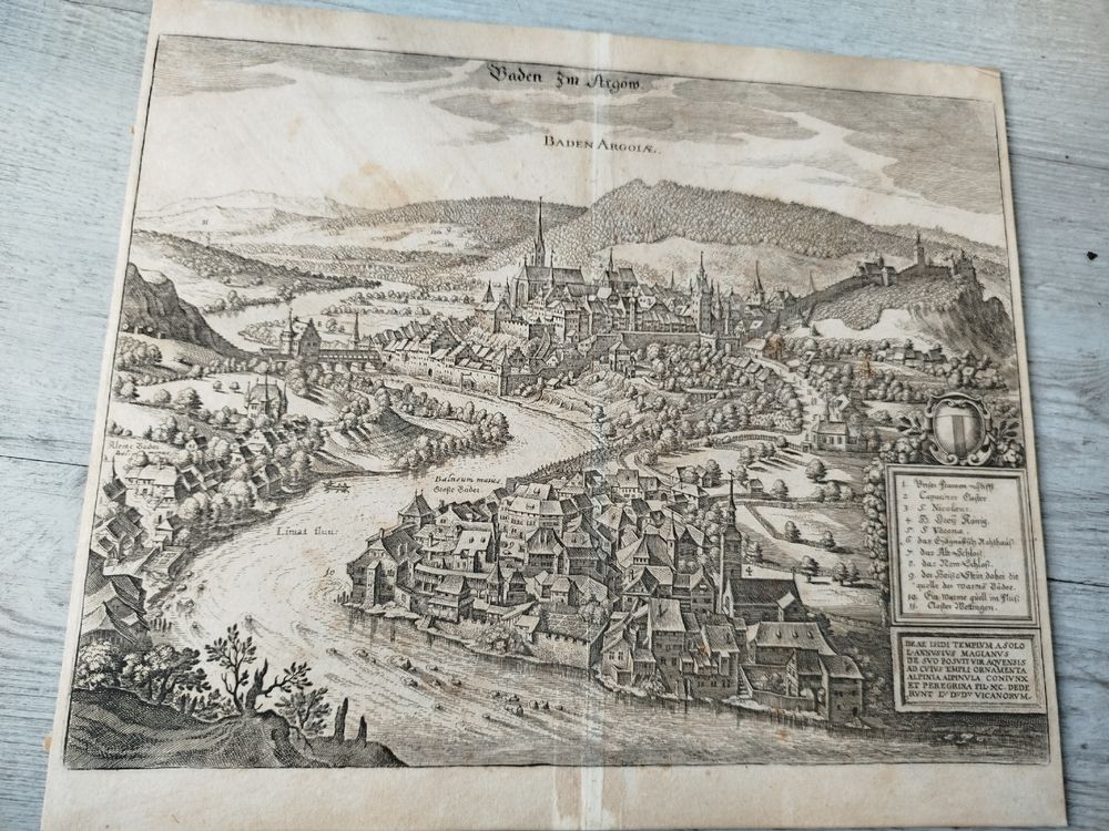 Alter Kupferstich? Baden Aargau, Matthäus Merian 1642-1672 (Gebraucht ...