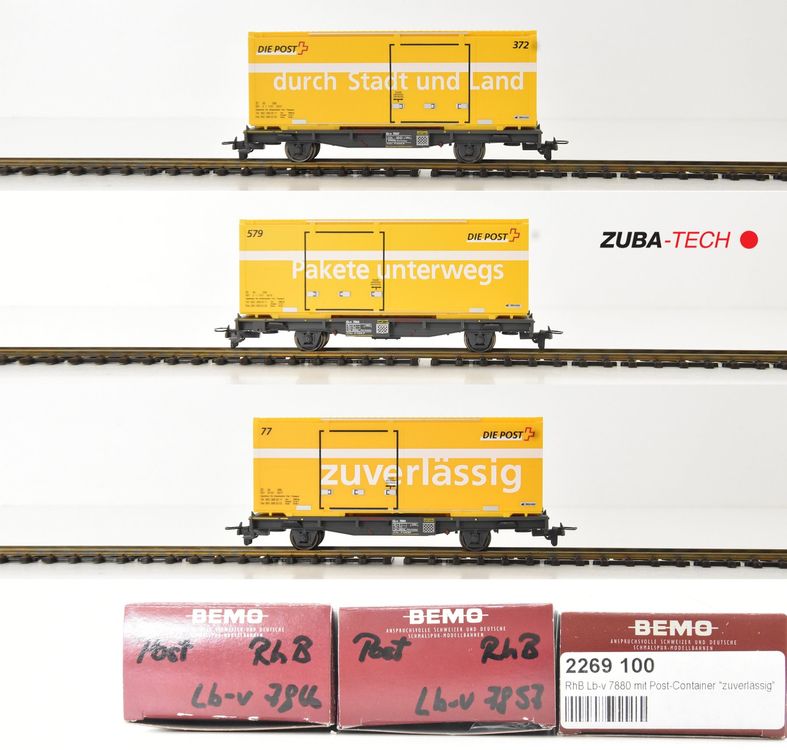 Bemo 3x Post Containerwagen der RhB H0m GS mit OVP | Kaufen auf Ricardo