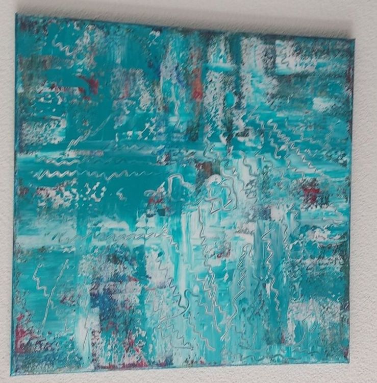 Bild Türkis,von mir selbstgemalt 40×40 (Neu (gemäss Beschreibung)) in Riehen für CHF 28 – mit ...