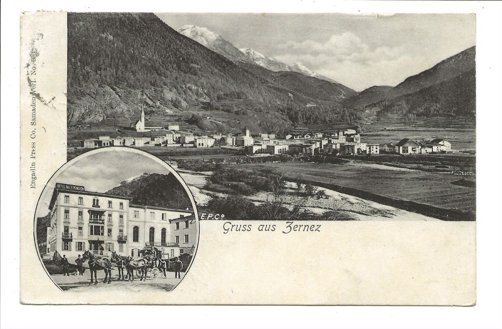 Gruss aus Zernez (GR) Engadin - Hotel Baer Postkutsche 1906 (Gebraucht) in Engelburg für CHF 19. ...