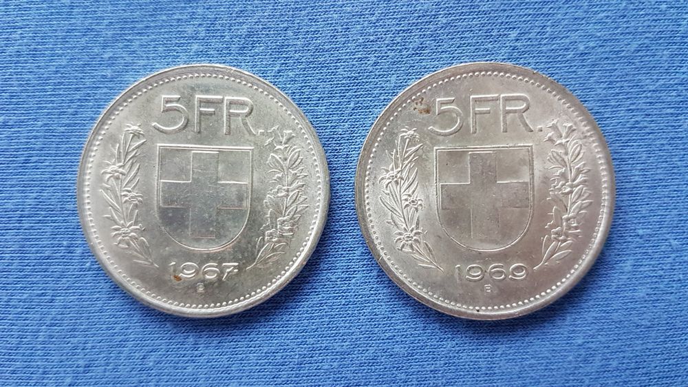 2 x 5 Franken Silbermünzen 60ger Jahre ab nur 1 Franken!! (Gebraucht) in Camignolo für CHF 16 ...