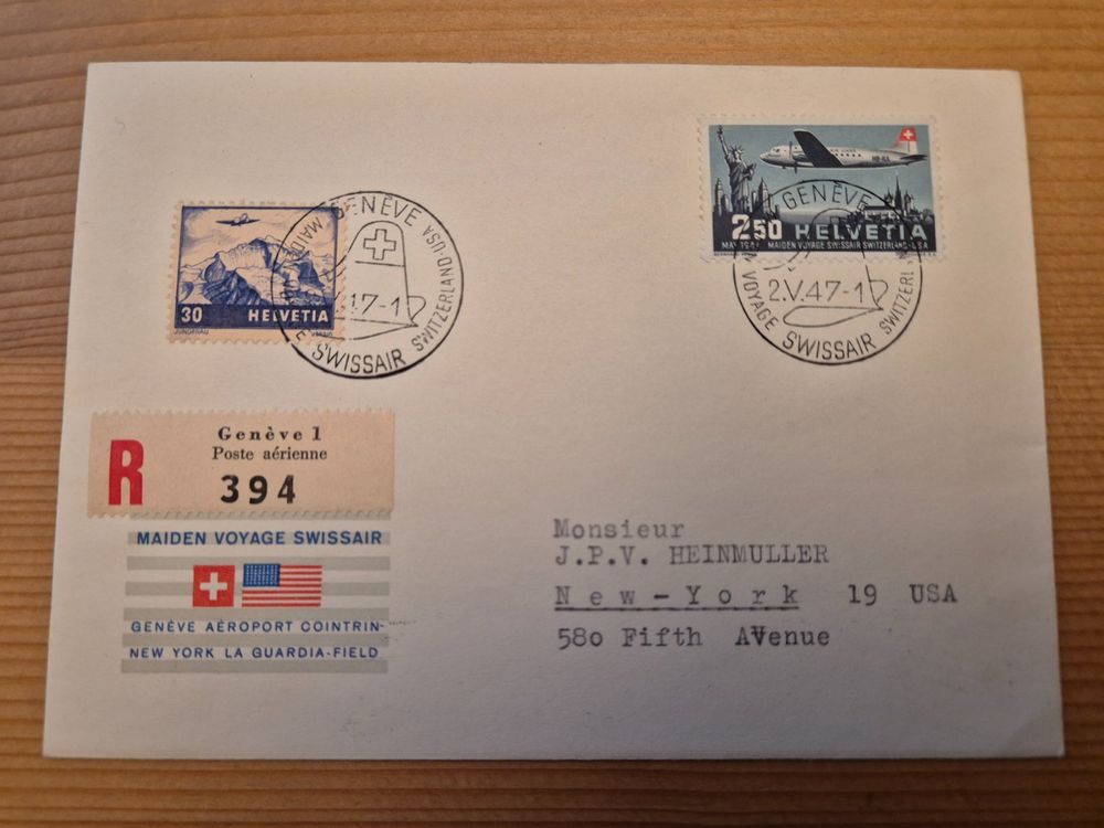 CH-R-Brief Genf-NY aus 1947 Zustand gemäss Bilder (Gebraucht) in Oberuzwil für CHF 1 – mit ...