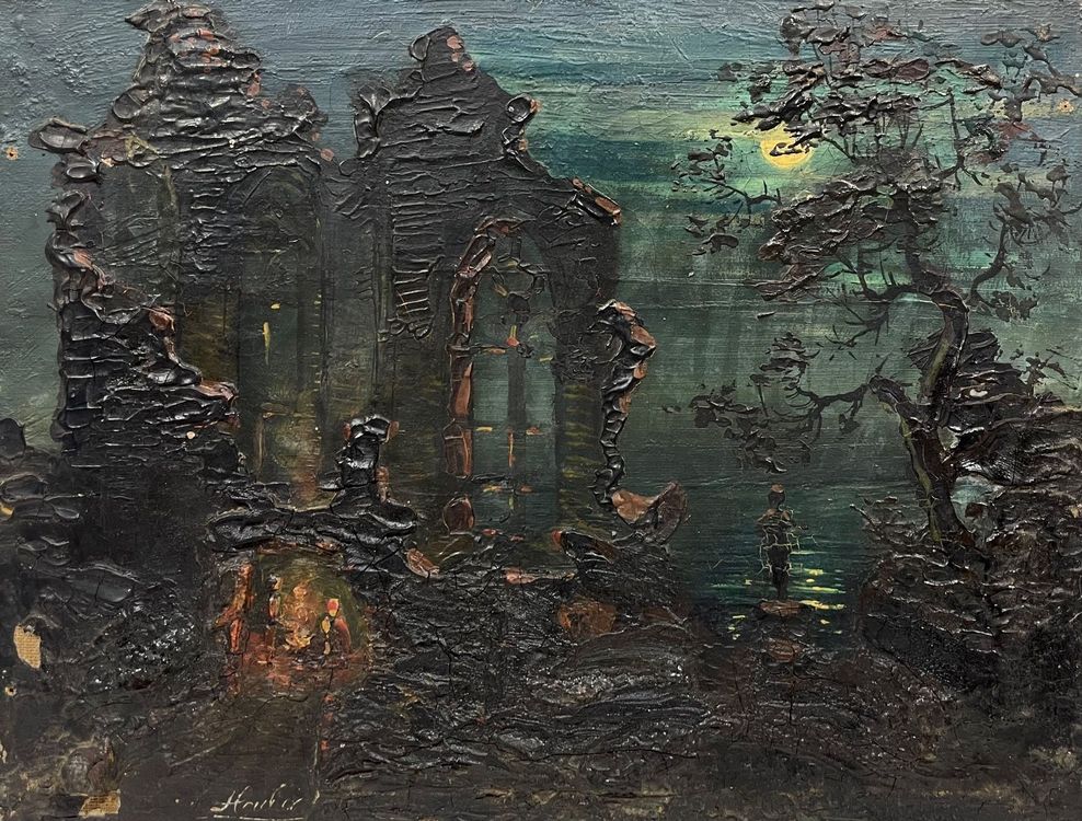 Antikes Gemälde mit Mondschein auf das Meer unleserlich Sign (Gebraucht) in Root für CHF 170 ...