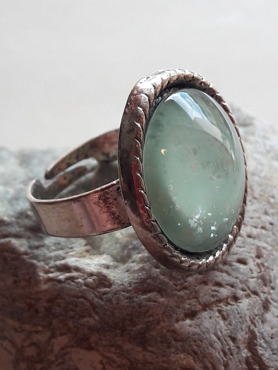 Ring mit Stein mint farbig mit Glitzer - grössenverstellbar (Gebraucht ...