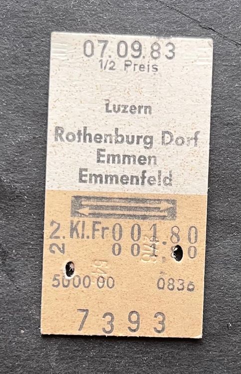 Luzern Rothenburg Dorf Emmen Emmenfeld/ Billett 1983 | Kaufen auf Ricardo