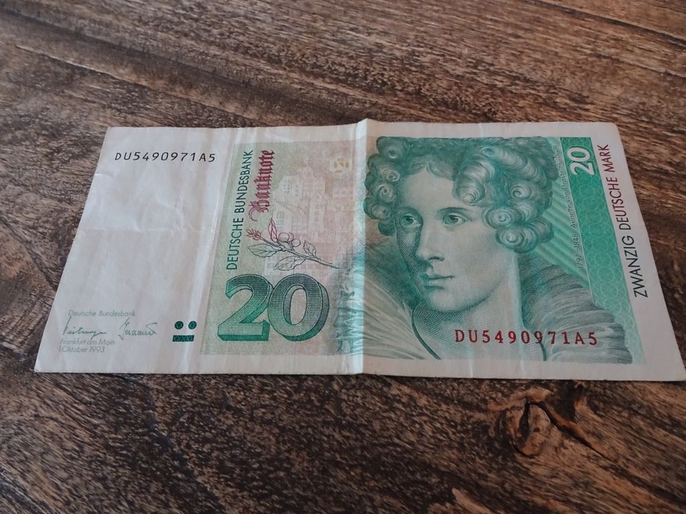 20 DM Banknote 20 Deutsche Mark aus den 1990 er Jahren (Gebraucht) in ...