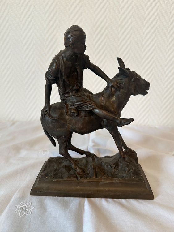 Bronze Skulptur Paul Aichele 98 Junge auf einem Esel reitend (Gebraucht ...