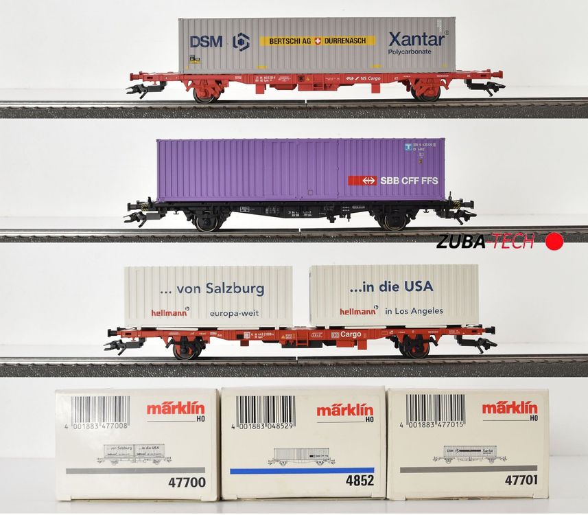 3x Märklin Containerwagen DB/SBB/NS H0 WS mit OVP (Gebraucht) in St ...
