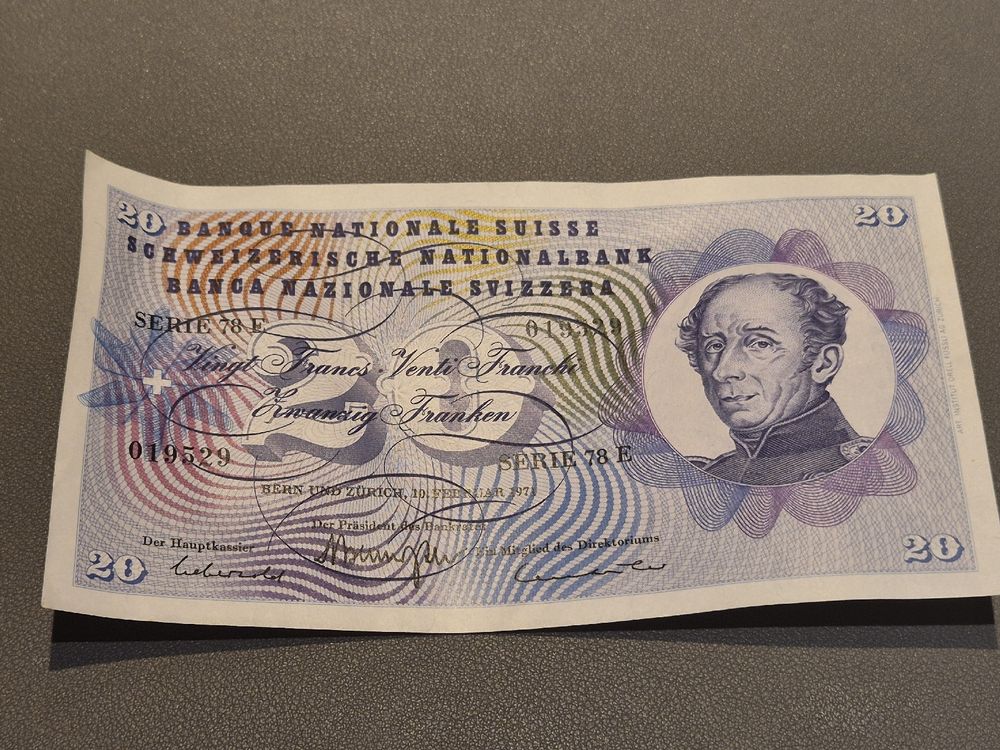 20 Franken Note, Jahrgang 1971 (Gebraucht) in Rafz für CHF 9 – mit ...