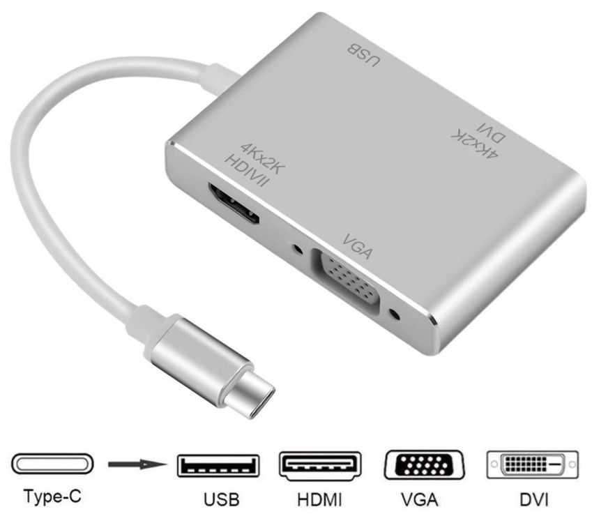 USB-C Adapter auf HDMI, DVI, VGA, USB-3.1 (Neu (gemäss Beschreibung ...