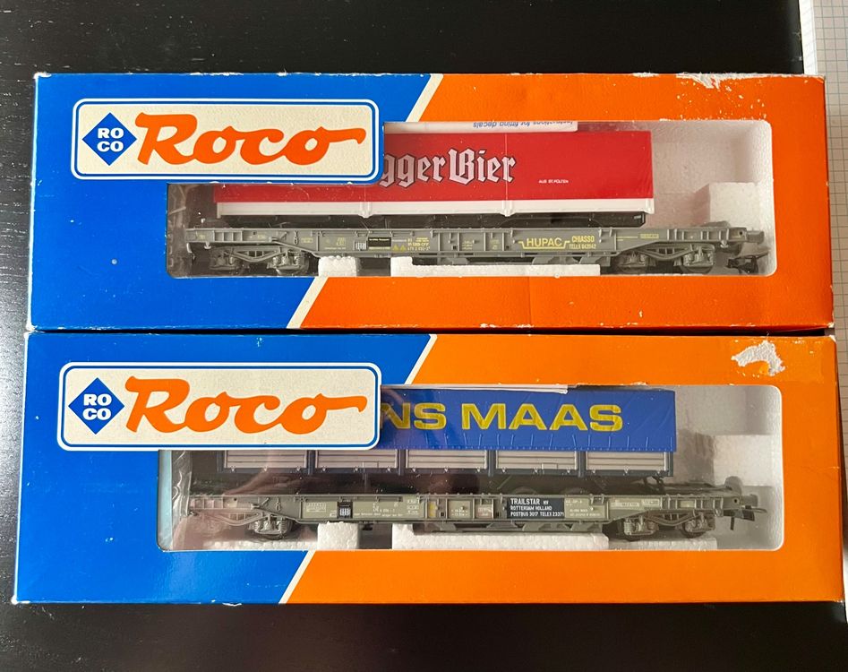 2x Roco H0 Taschenwagen mit LKW Aufleger (Gebraucht) in Thun für CHF 50 ...