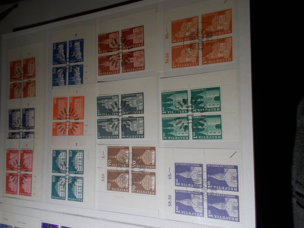 Satz Dauermarken Baudenkmäler 1964/68, 4erblocks ET-o (Gebraucht) in Niederwil AG für CHF 1.6 ...