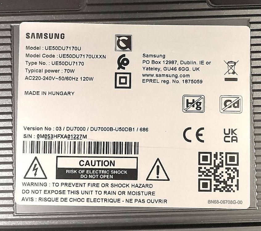 Samsung TV UE50DU7170 (50", DU7170, LED, 4K, 2024) (Gebraucht) in ...