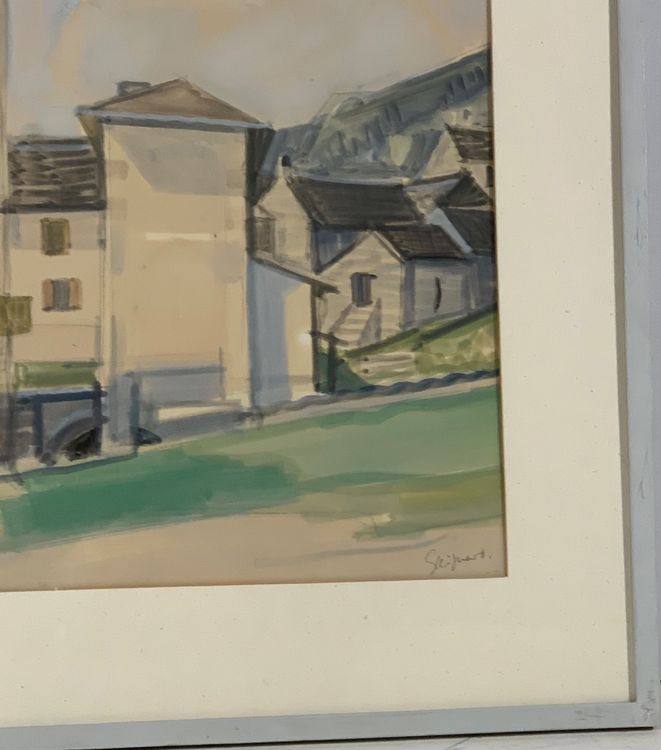 Roland Guignard (1917-2004) Aquarell - Dorfansicht | Kaufen auf Ricardo
