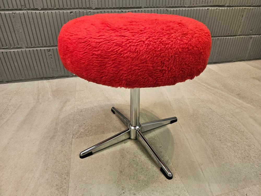 Vintage Drehhocker Swivel Stool, Polsterhocker Hocker Rot (Gebraucht ...