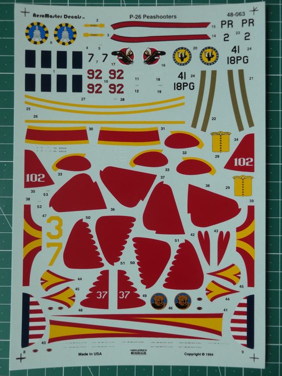 1/48 Boeing P-26 Peashooter - 6 Versionen 1935-40 Decals (Gebraucht) in ...