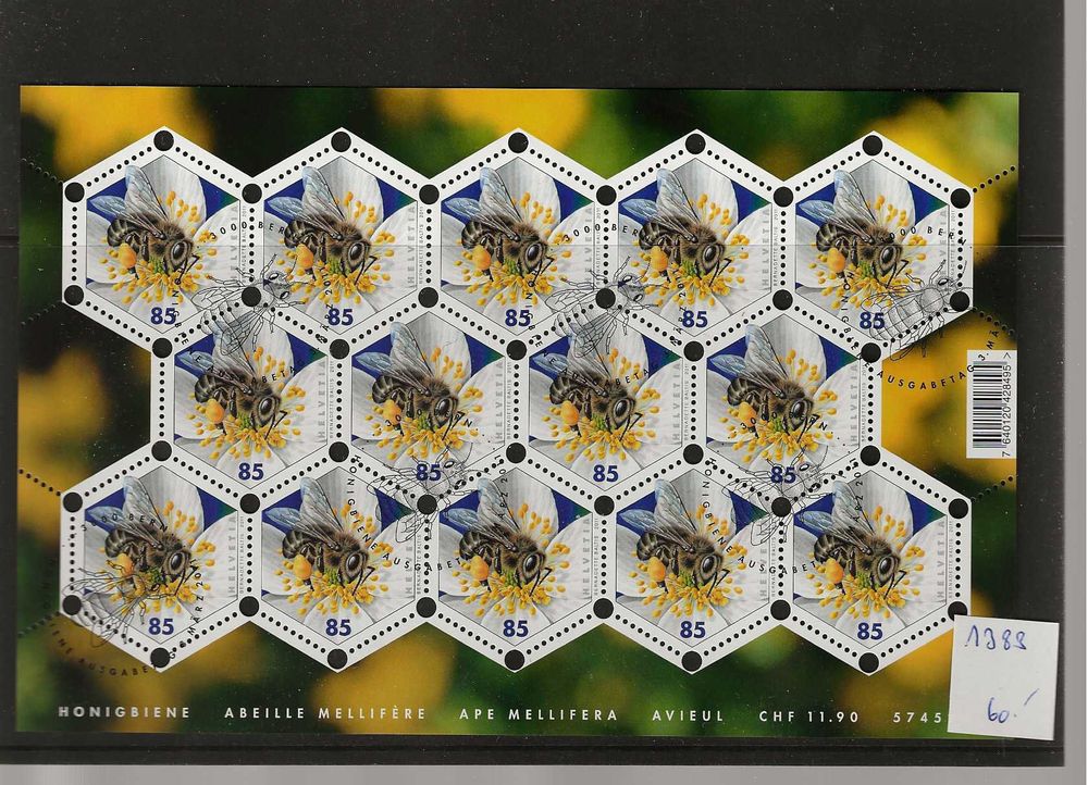 timbre 1383 en feuillet de 14 timbres (Gebraucht) in Sorvilier für CHF ...