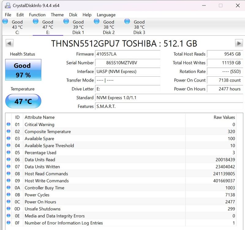 SSD NVMe 512GB Toshiba (D'occasion) à Lausanne pour CHF 18 – avec ...