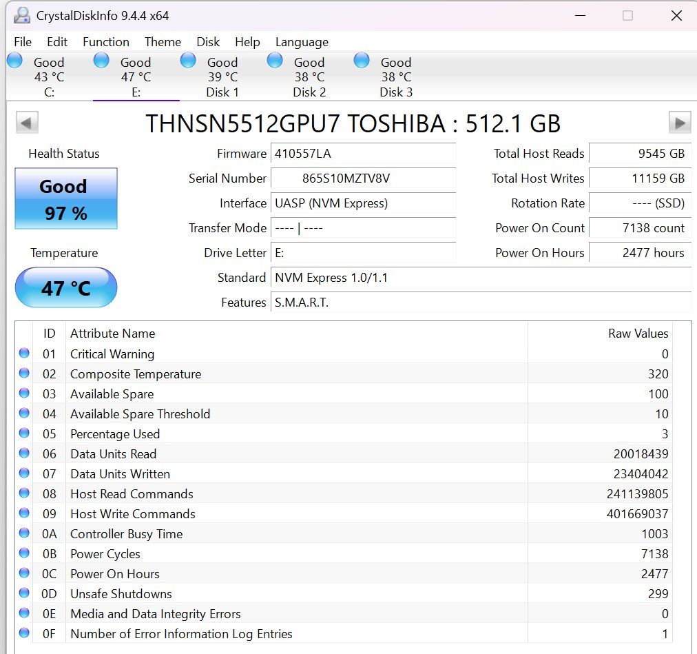 SSD NVMe 512GB Toshiba (Gebraucht) in Lausanne für CHF 18 – mit Lieferung auf Ricardo kaufen
