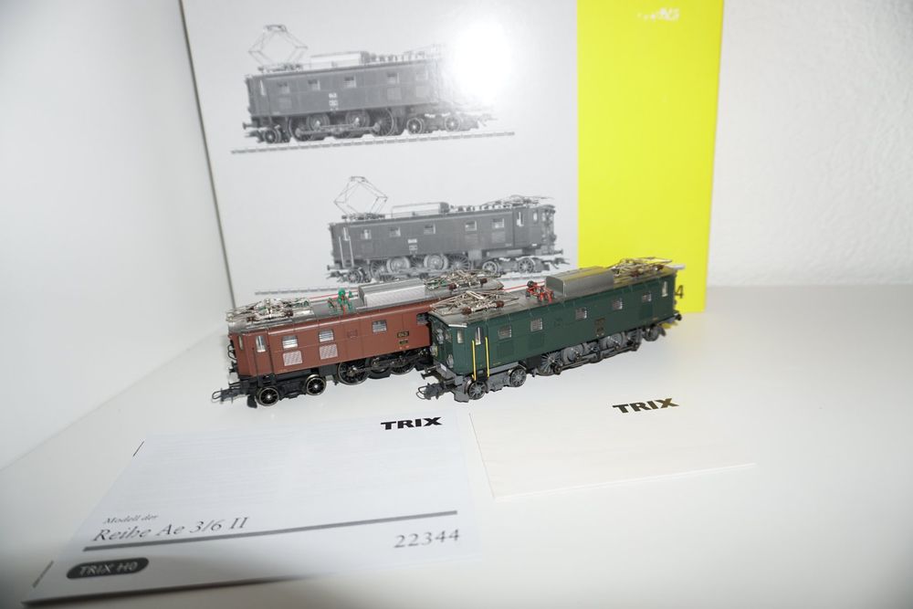 TRIX 22344 - SBB 2er Set Ae 3/6 II grün und braun H0/DC (Gebraucht) in ...