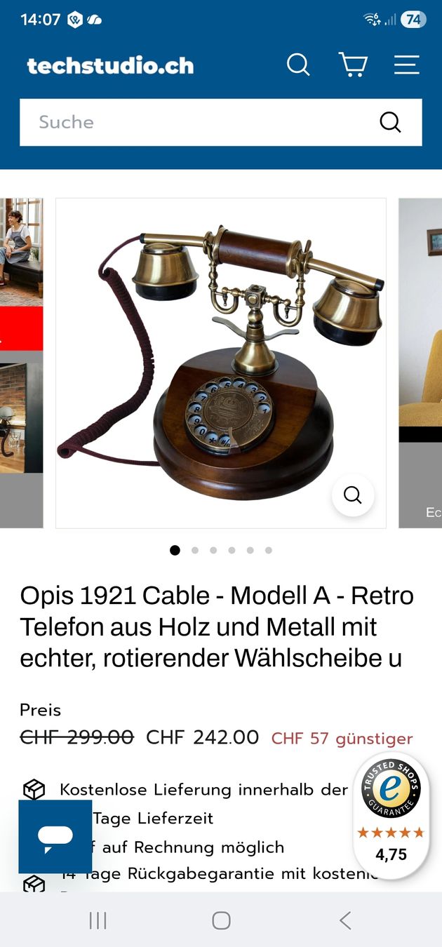 Retro Wählscheiben Telefon Vintage Look Holz & Messing (Neu (gemäss ...
