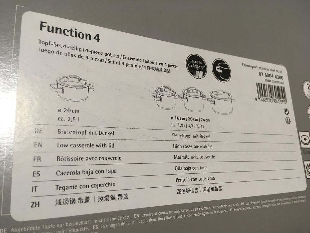 WMF Function4 Topfset 4(+4)Teilig und Dünsteinsatz ***NEU*** | Kaufen ...