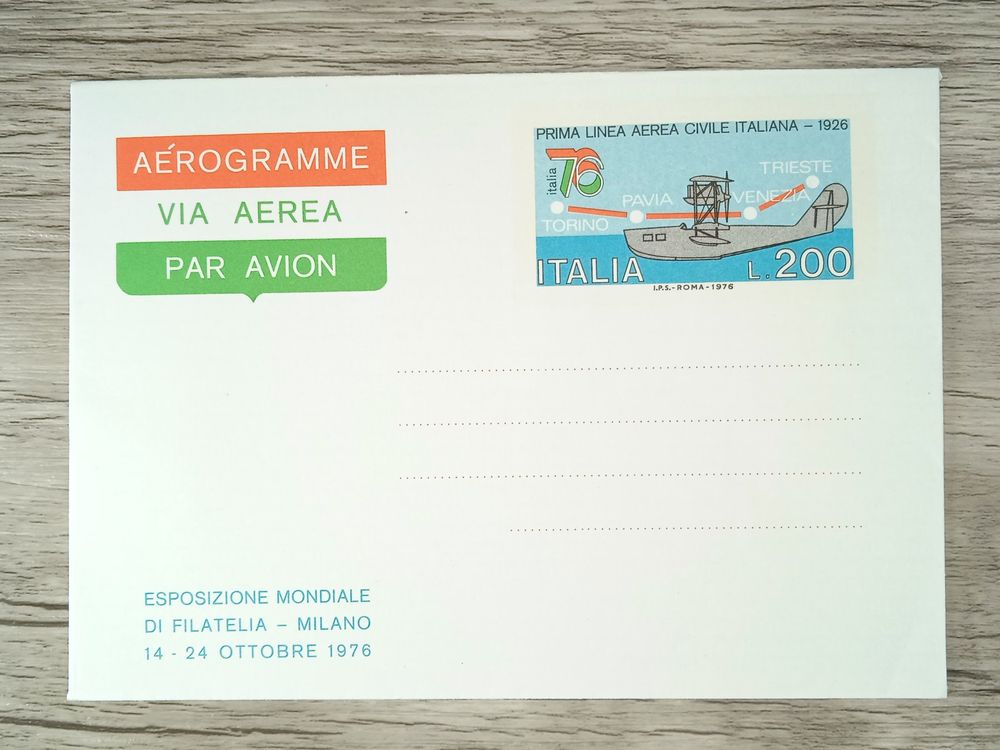 TR05 Enveloppe + Timbre Italie 1976 / Aerogramme (Gebraucht) in Cousset ...