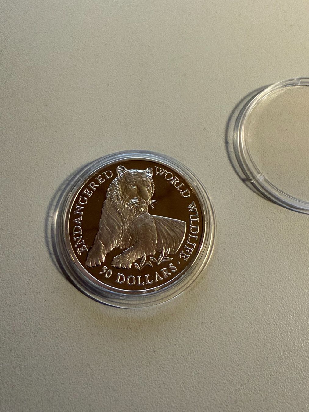 Silbermünze Cook - Inseln 50 Dollars Tiger 1990 ,WWF , PP (Neu und ...