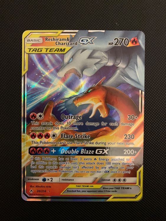Reshiram & Charizard GX 020 tag team Pokemon card (Neuf (Voir ...
