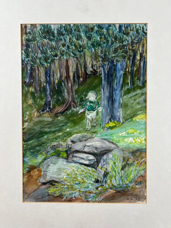 Der Junge in den Wäldern Aquarell signiert. | Kaufen auf Ricardo