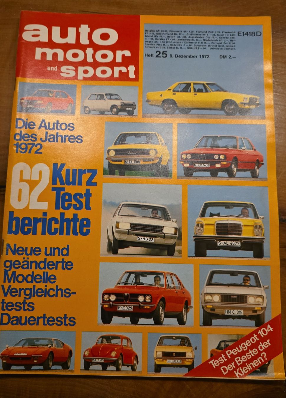 Auto Motor und Sport - Heft 25 ,Dezember 1972. (Gebraucht) in Buchs AG ...